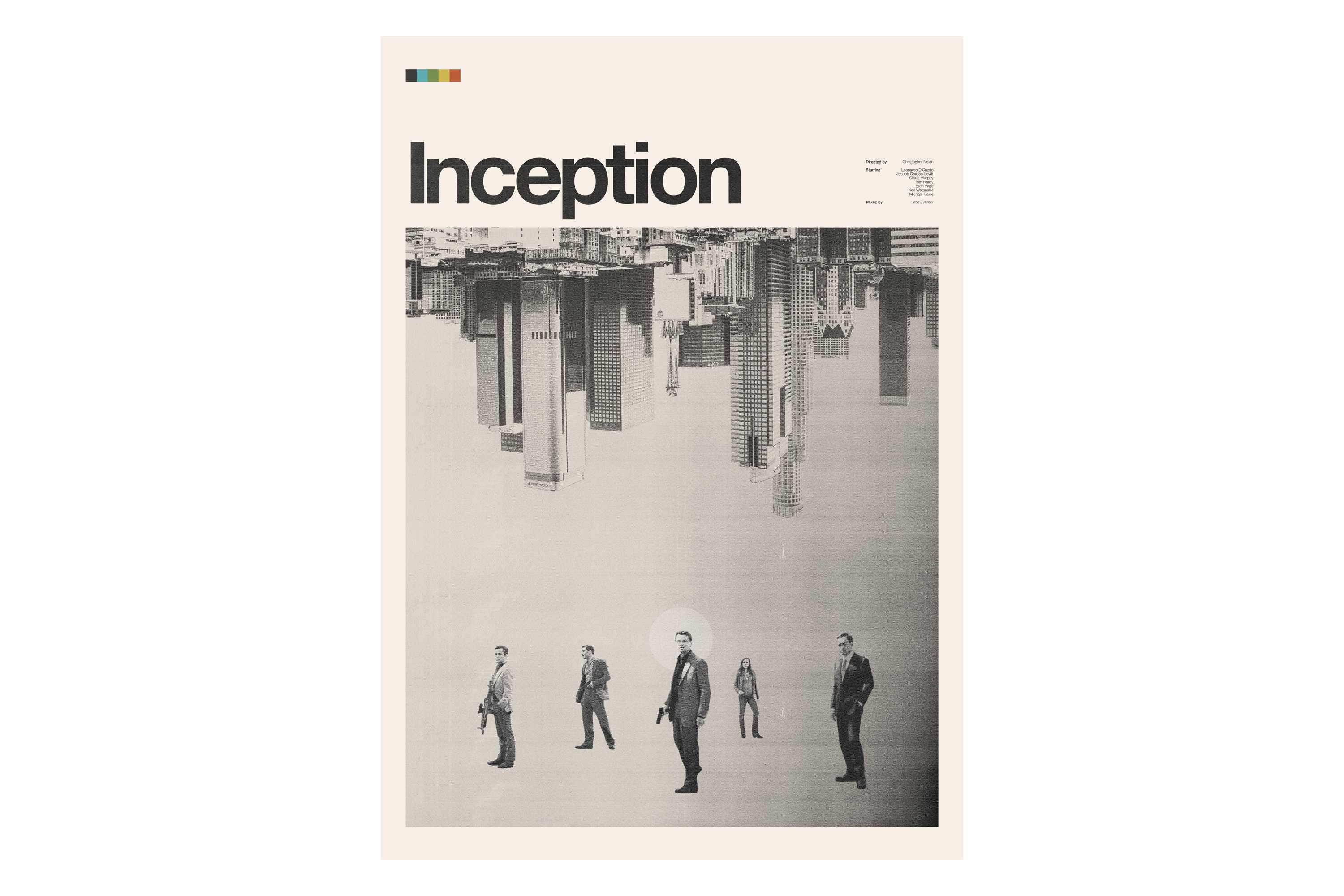 INCEPTION Film Poster, Minimalist Art Print, Mid-century Modern, Beige ...