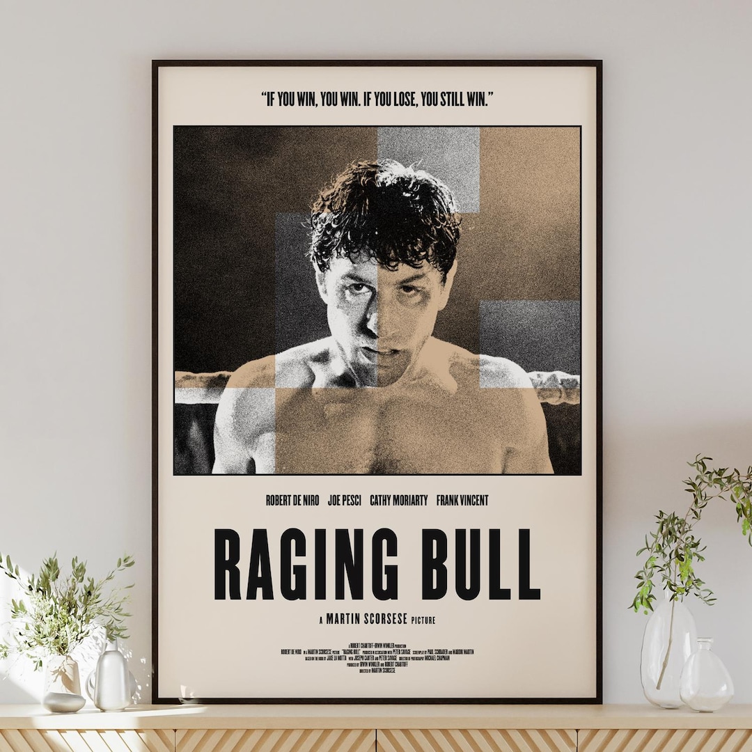 RAGING BULL Poster Digital Download, Minimalist Wall Art, Mid-century ...