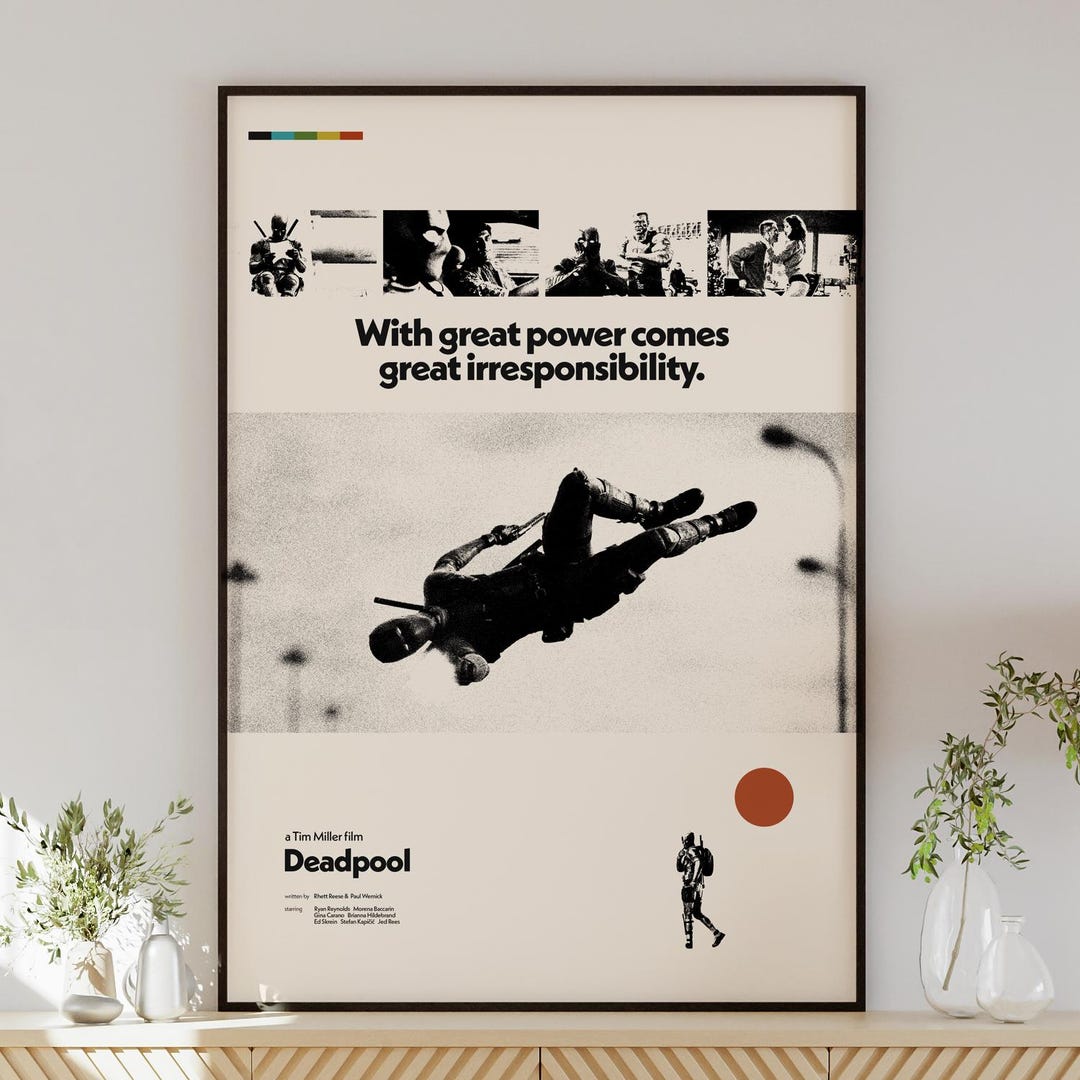 DEADPOOL Movie Poster, Minimalist Wall Art, Vintage Style, Retro Home ...