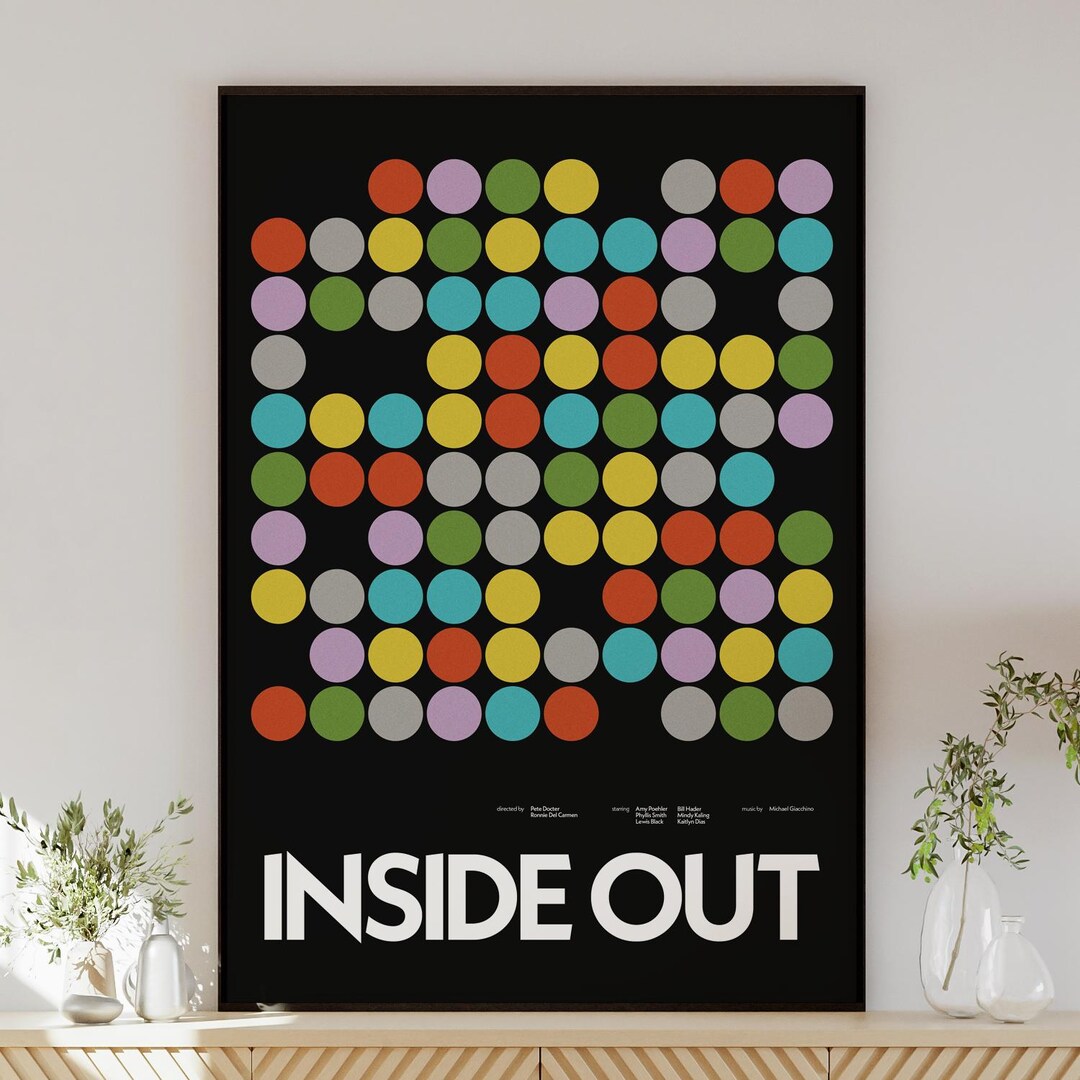 INSIDE OUT Movie Poster, Minimalist Wall Art, Vintage Style, Retro Home ...