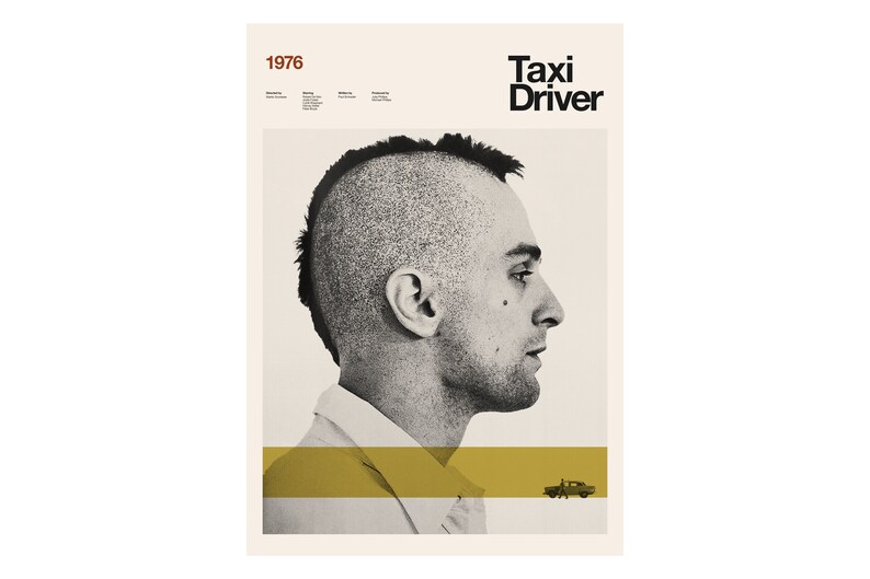 TAXI DRIVER Movie Poster, Minimalist Wall Art, Vintage Style, Retro ...