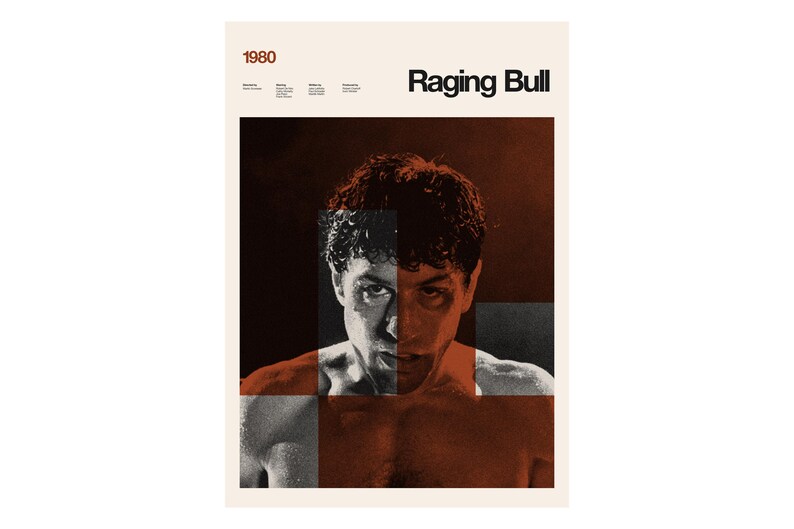 RAGING BULL Movie Poster, Minimalist Wall Art, Vintage Style, Retro ...