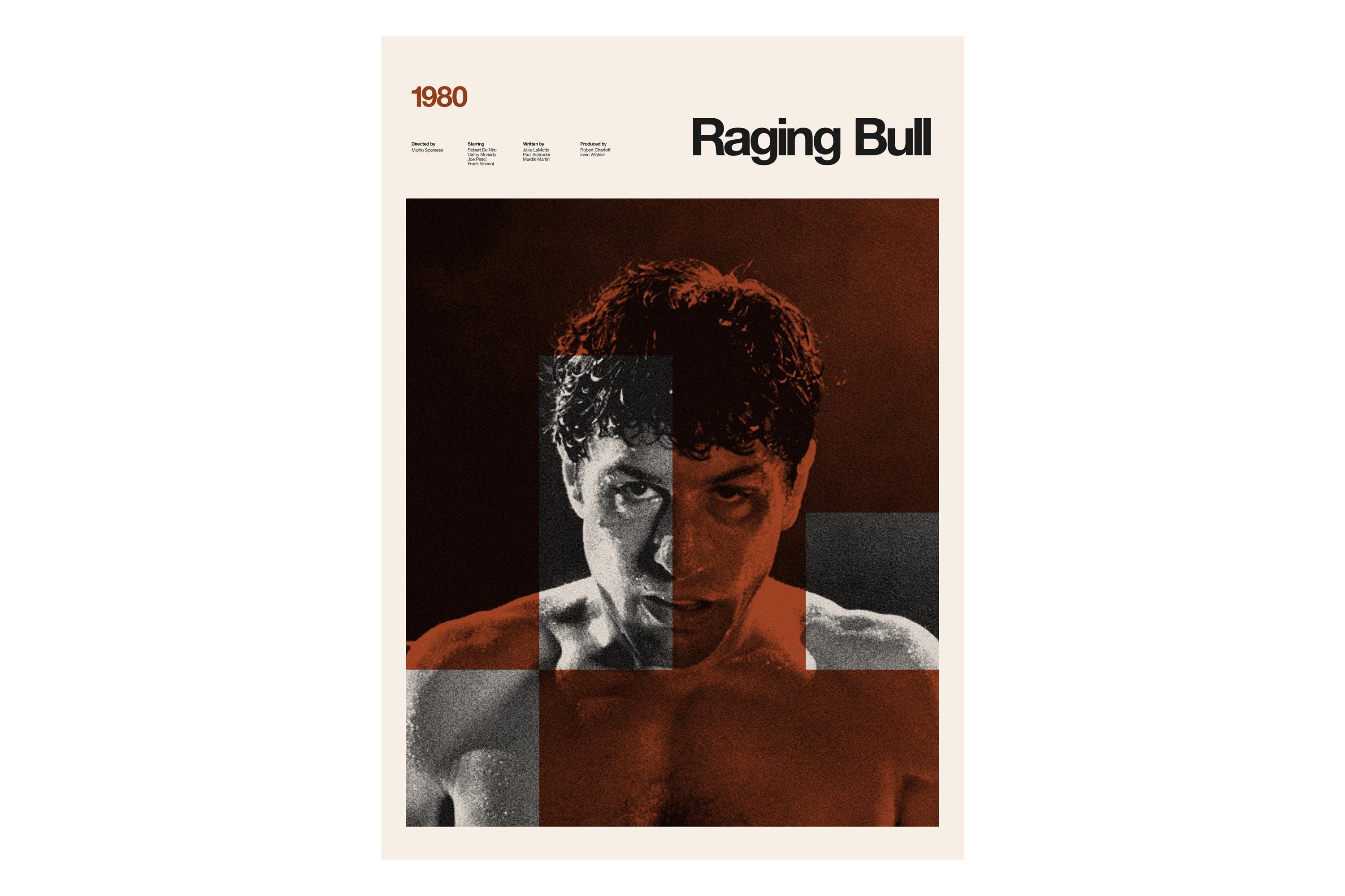 RAGING BULL Movie Poster, Minimalist Wall Art, Vintage Style, Retro ...