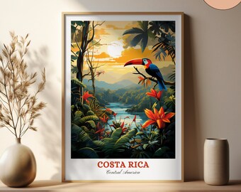 Costa Rica Illustrated Map - Etsy Canada