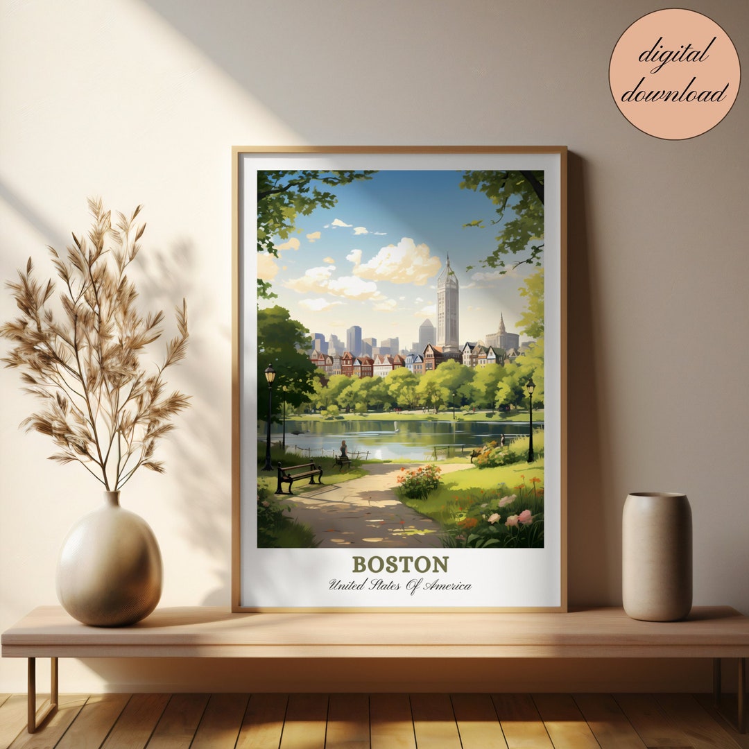 BOSTON Massachusetts Public Garden Print New England Landscape ...