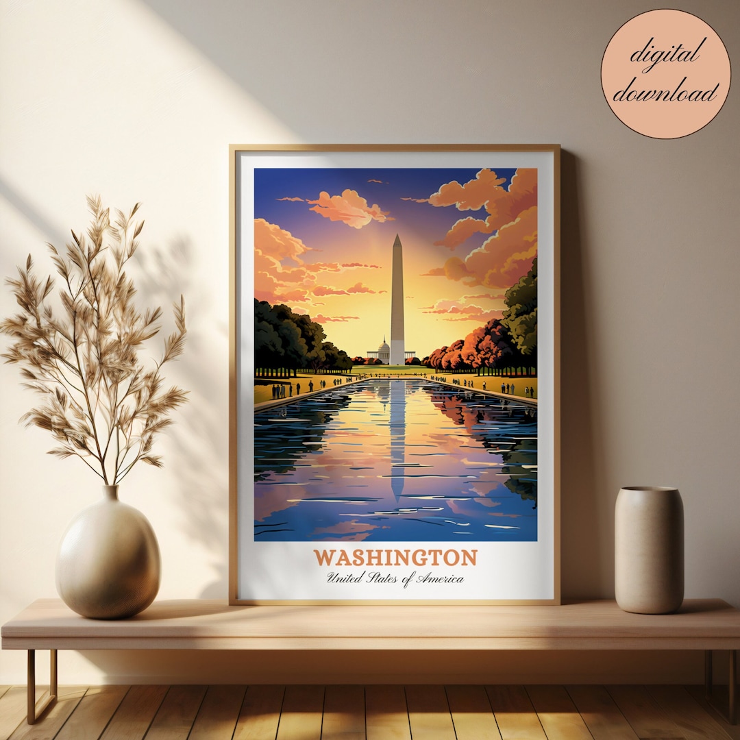 Washington Monument Print: DC Landmark Travel Poster (digital Download ...