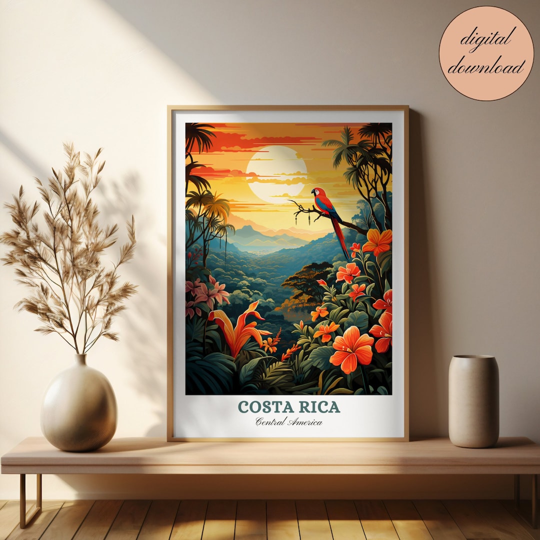 COSTA RICA Tropical Wonderland Print Central American Landscape ...