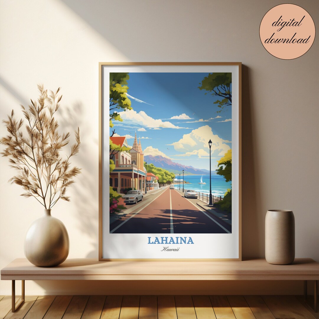 LAHAINA Maui Hawaii Tropical Bliss Print Pacific Island Landscape ...