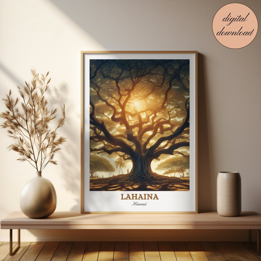 Lahaina Banyan Tree Print: Maui Hawaii Travel Poster (digital Download ...