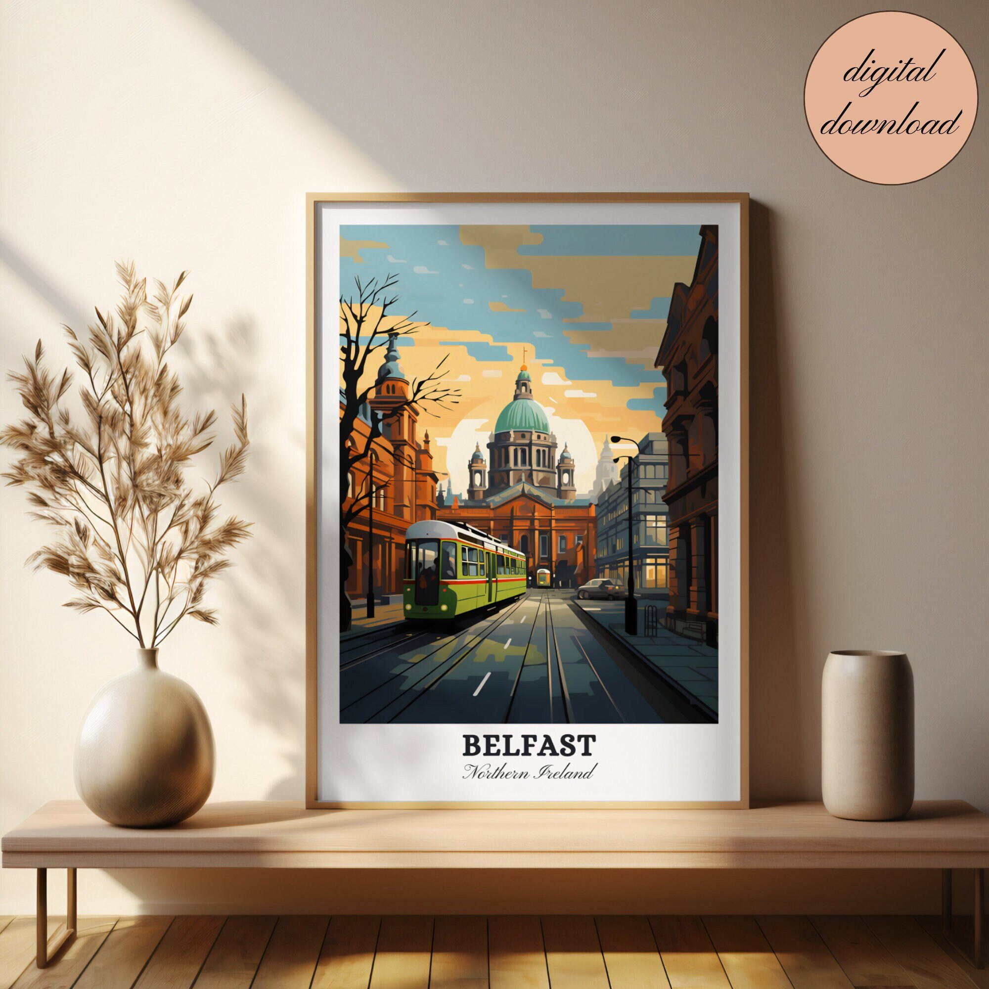 Belfast Cityscape Print: Northern Ireland Travel Poster (digital ...