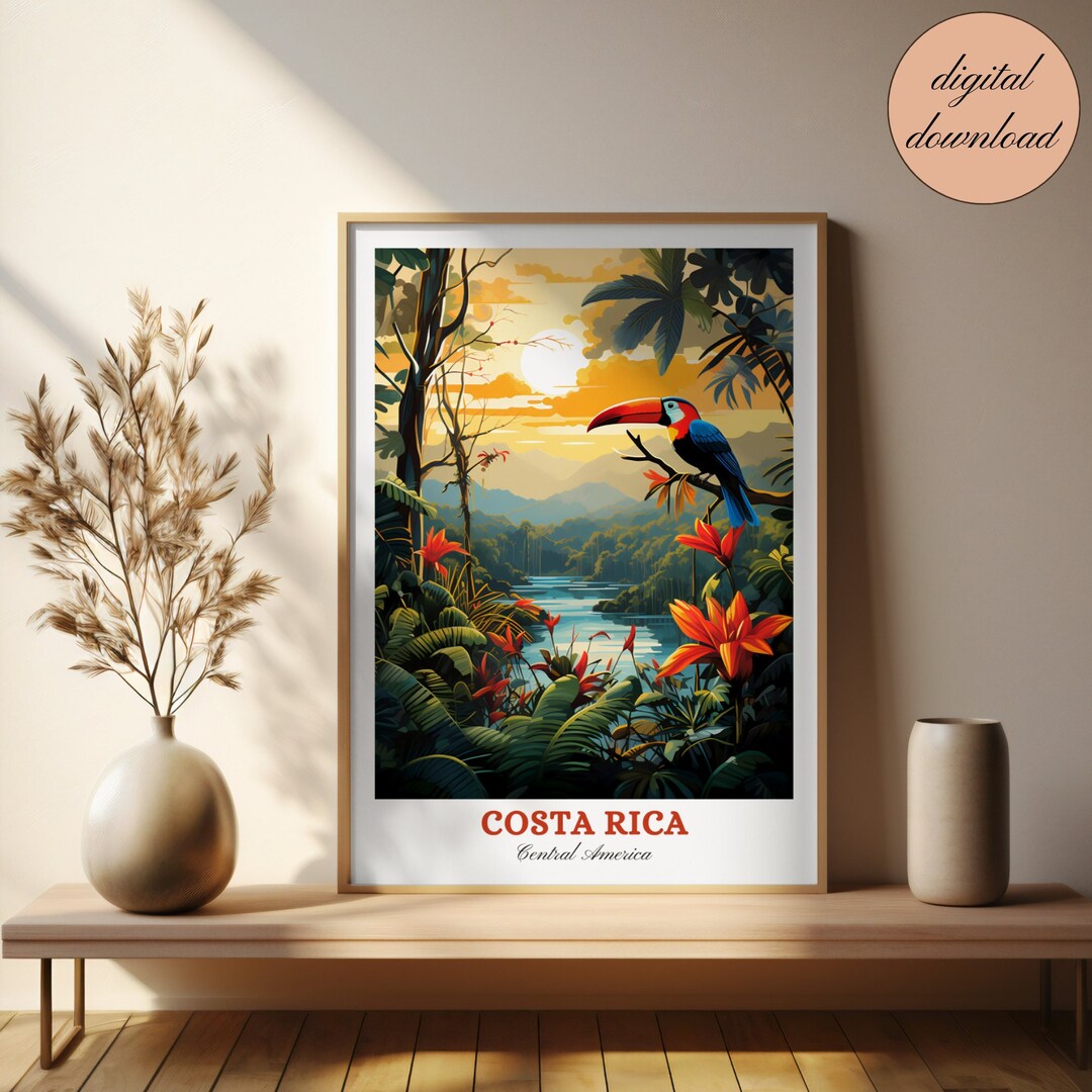 COSTA RICA Tropical Wonderland Print Central American Landscape ...