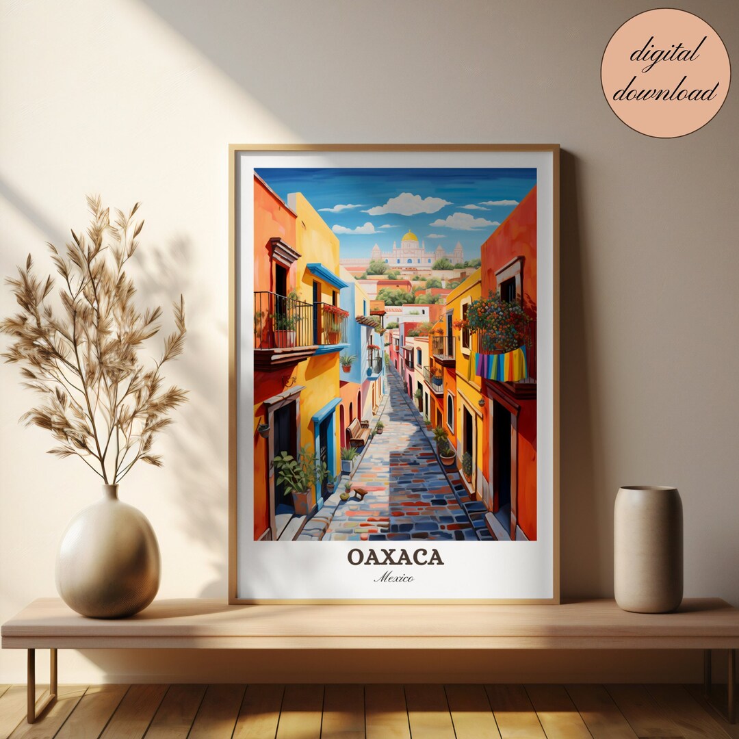 OAXACA Mexico Colonial Architecture Print Vibrant Markets Landscape ...