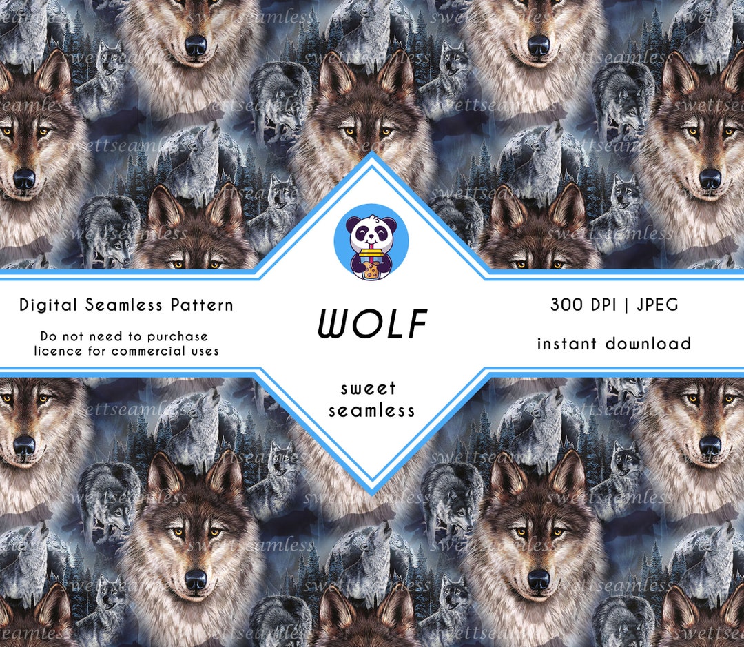 Wolf Digital Seamless Patterns,cute Seamless,tumbler,digital Paper ...