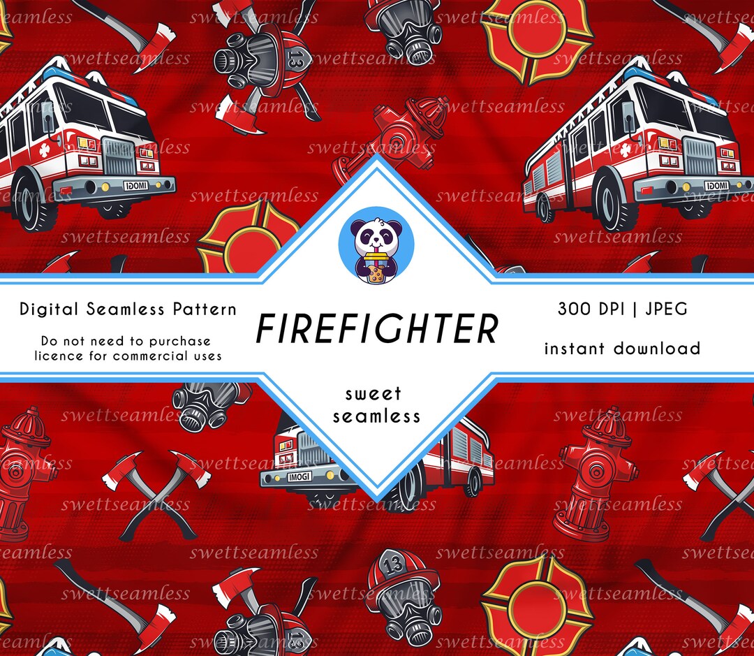 Fireman Digital Seamless Patterns,cute Seamless,tumbler,digital Paper ...