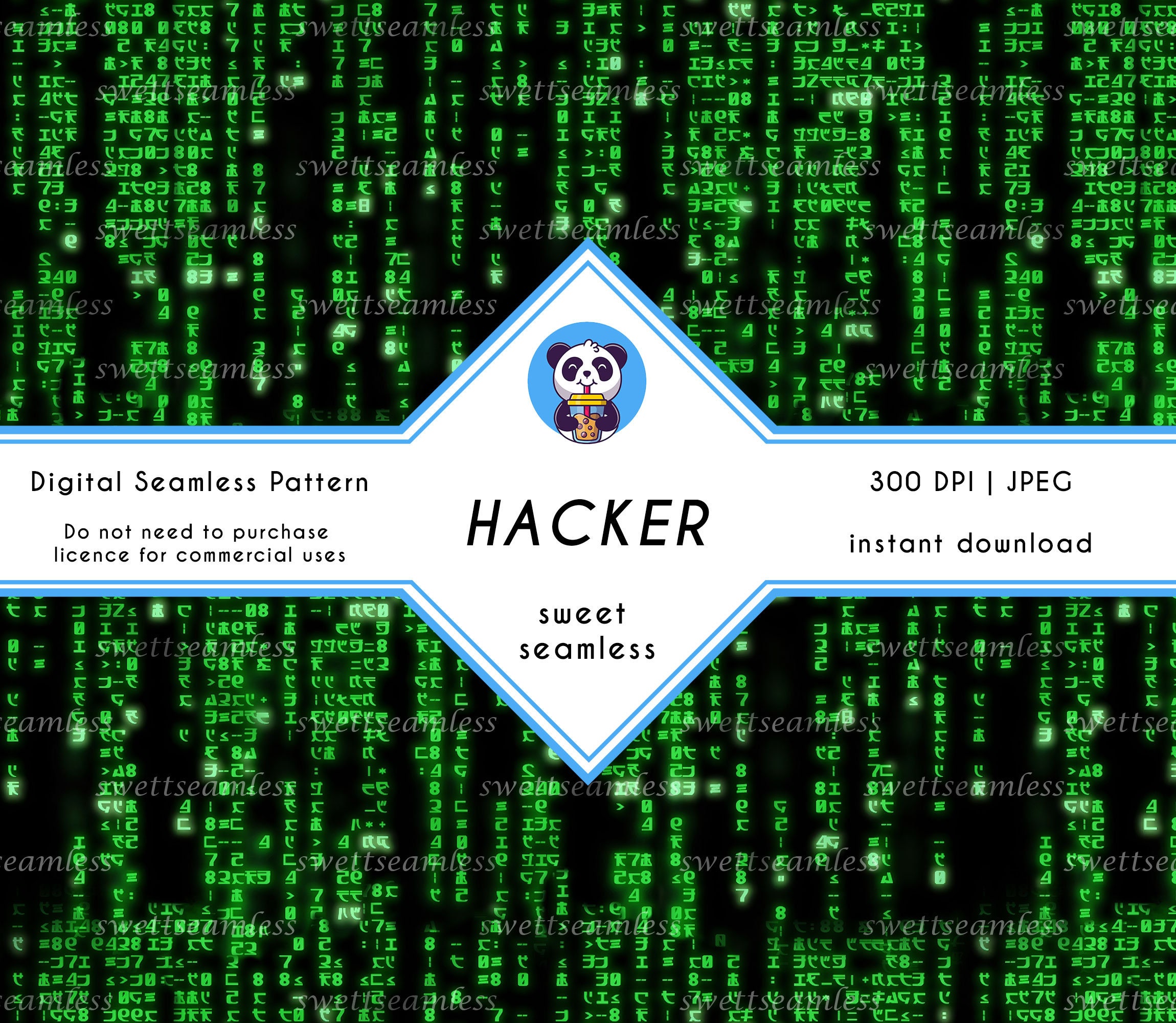 Hacker Digital Seamless Patternscute Seamlesstumblerdigital Etsy