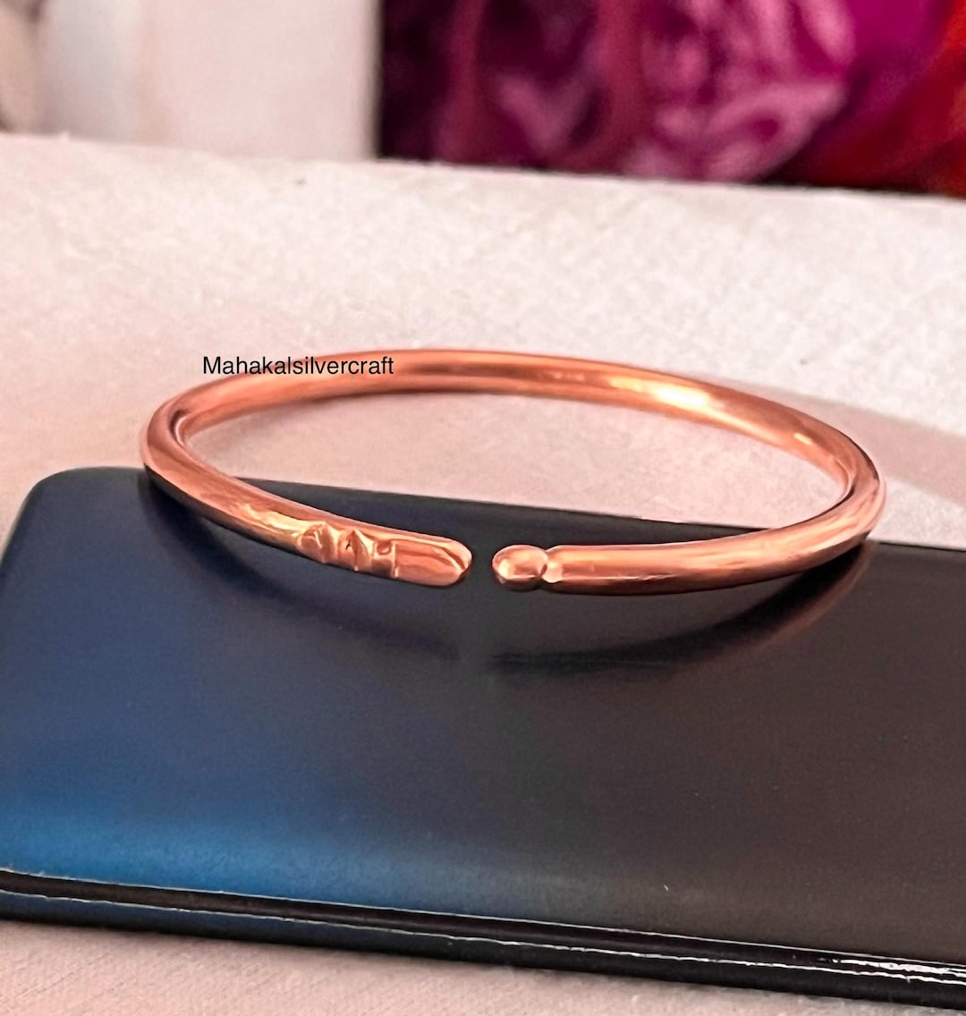 Pure Copper Handmade Bangle Bracelet, Copper Round Cuff Adjustable ...