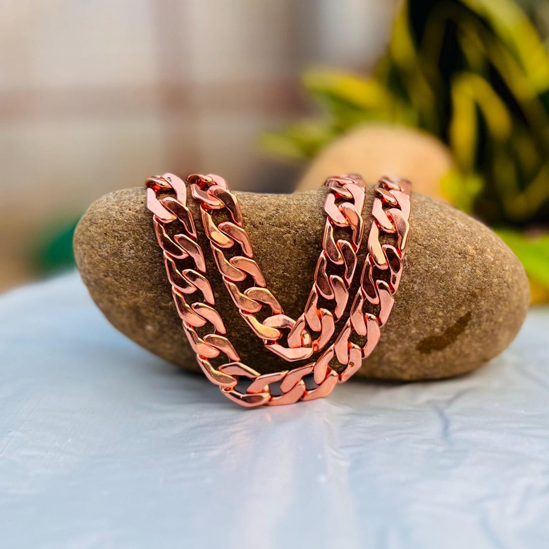 Chunky Copper Chain Bracelet: Handmade Rustic 8mm Necklace, Solid ...