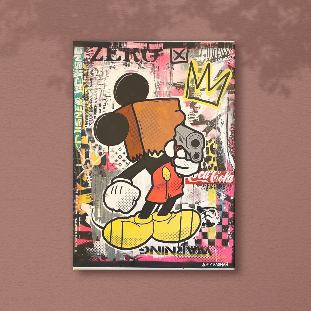 Mickey Mouse Banksy Style Oil Painting Pop Art, Mickey Mouse Pop Art ...