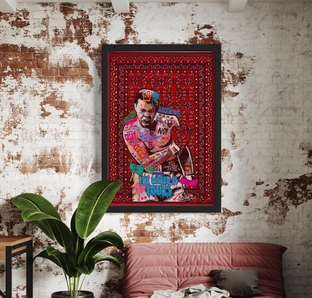 Muhammad Ali Art Boxing Art ,turkish Carpet Wall Art, Framed Rug ...