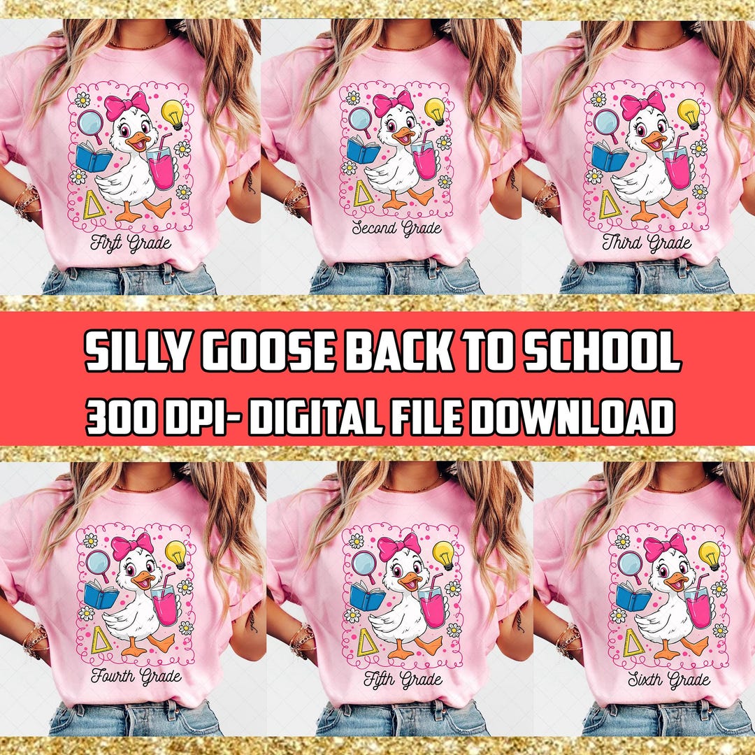 Kids Goose Back to School Png Bundle, Coquette Silly Goose Kids, Funny ...