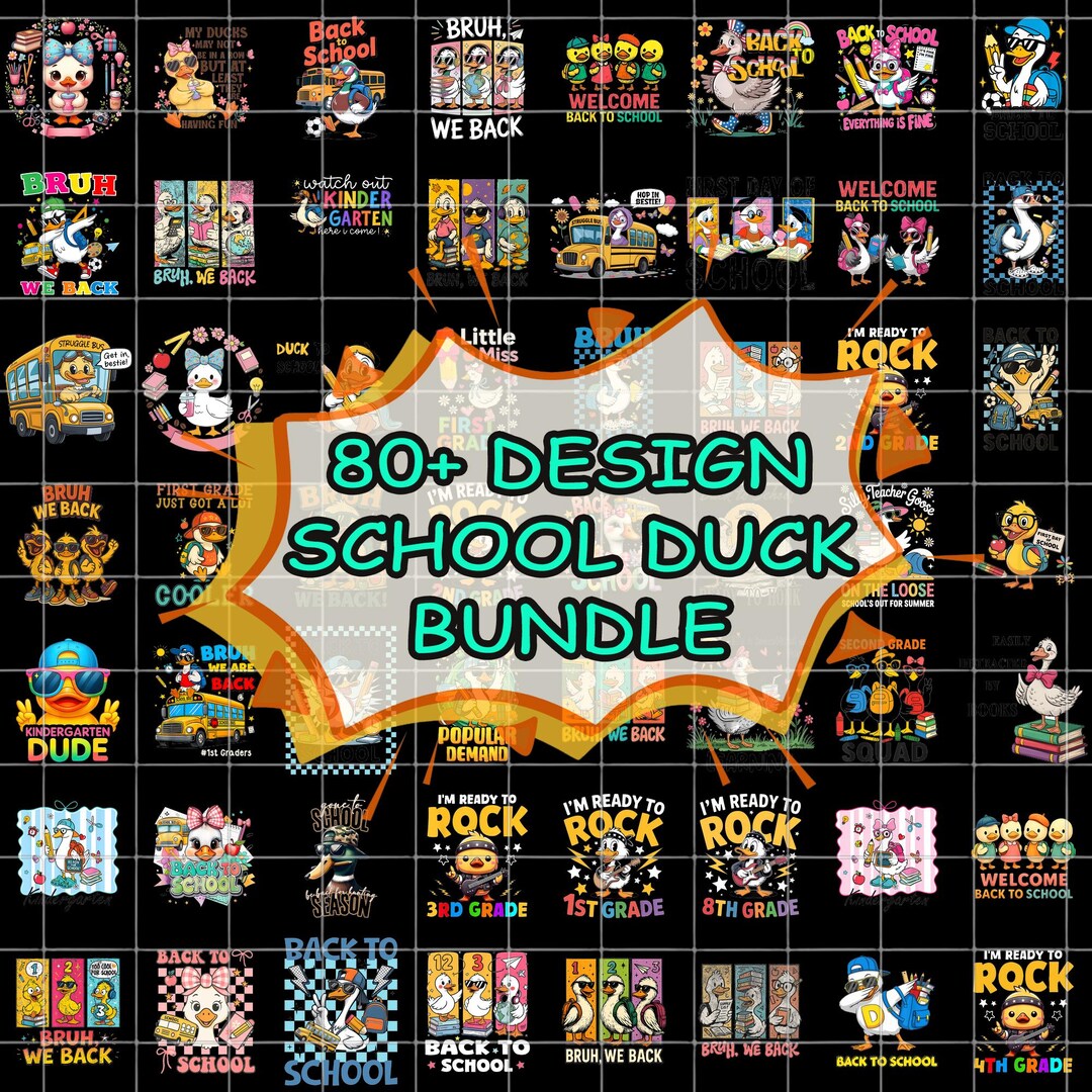 80+ Design Back to School Duckling Png Bundle, Cute Cartoon Ducks ...