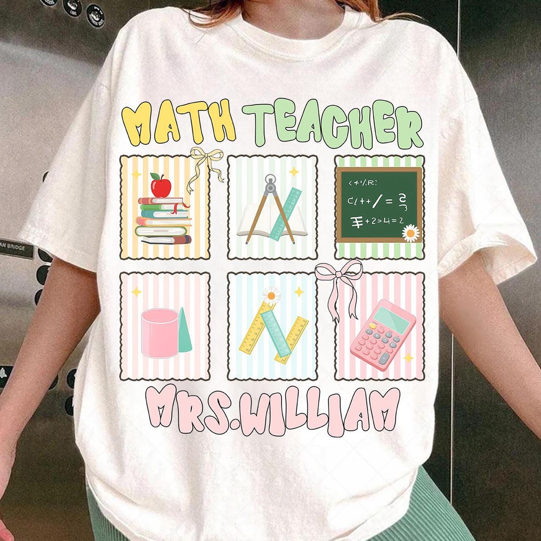 CUSTOM Name Math Teacher PNG, Back to School Math Teacher Design, Cute ...