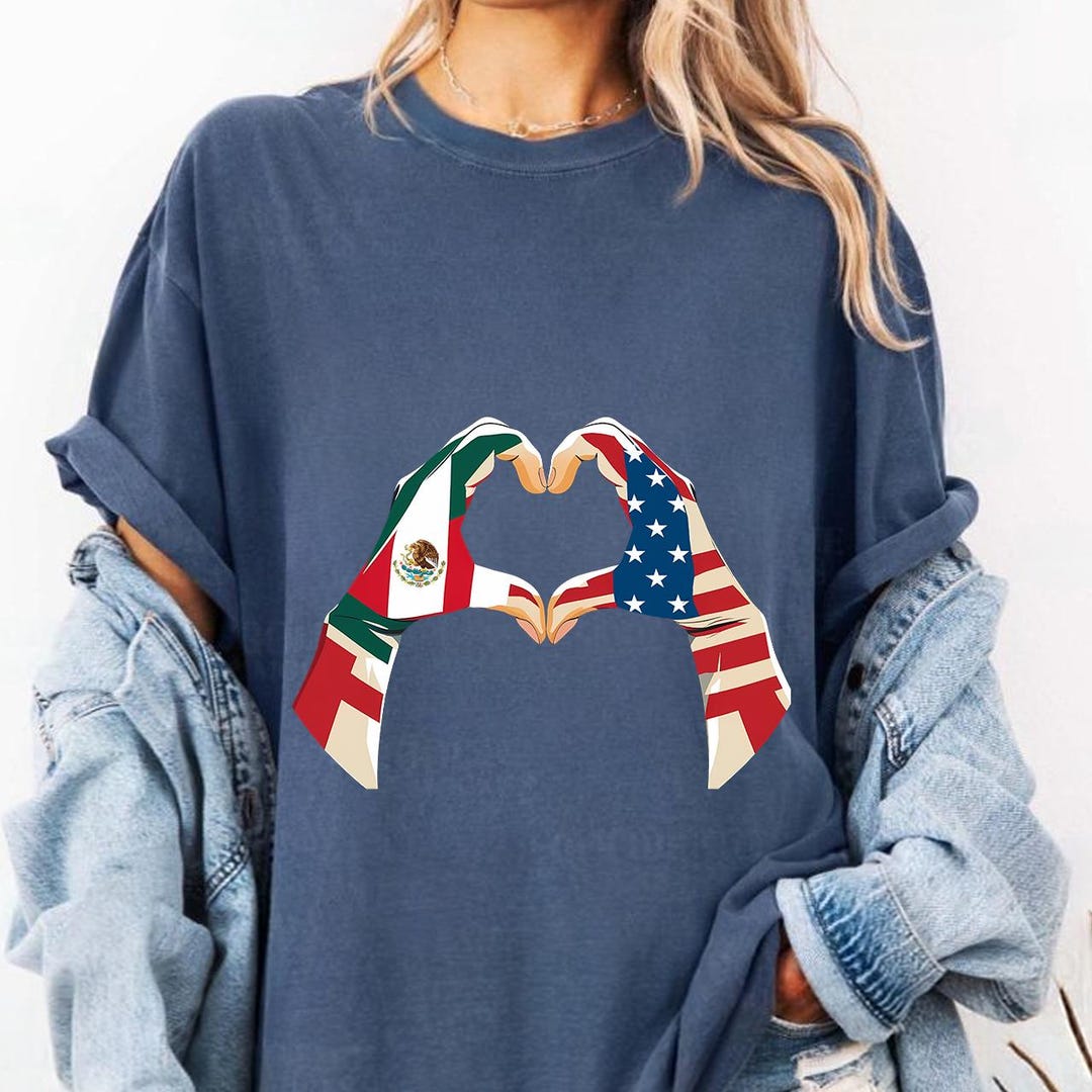 USA Mexico Heart Hands Png, Mexican American Unity Tee, Patriotic ...