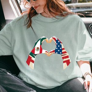 USA Mexico Heart Hands Png, Mexican American Unity Tee, Patriotic ...
