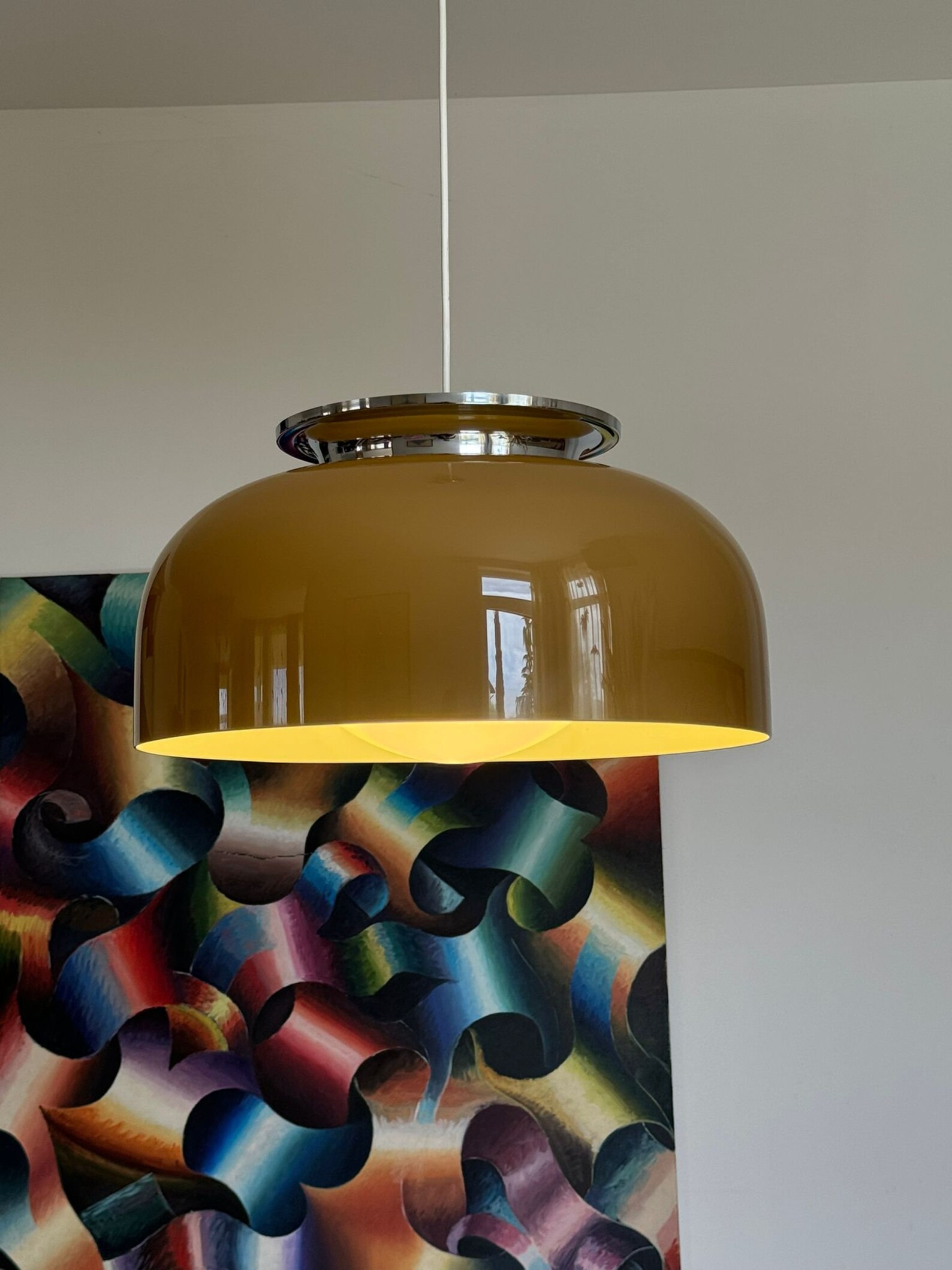 Large Vintage Brown Plexiglass Pendant Lamp / Design by Luigi Massoni ...