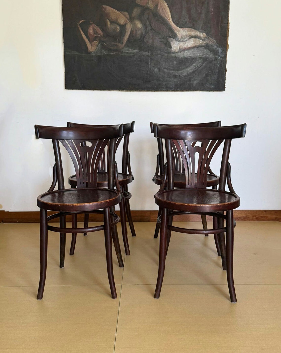 1 of 4 Vintage Chairs in Thonet Style / MID Century Dining Chairs ...