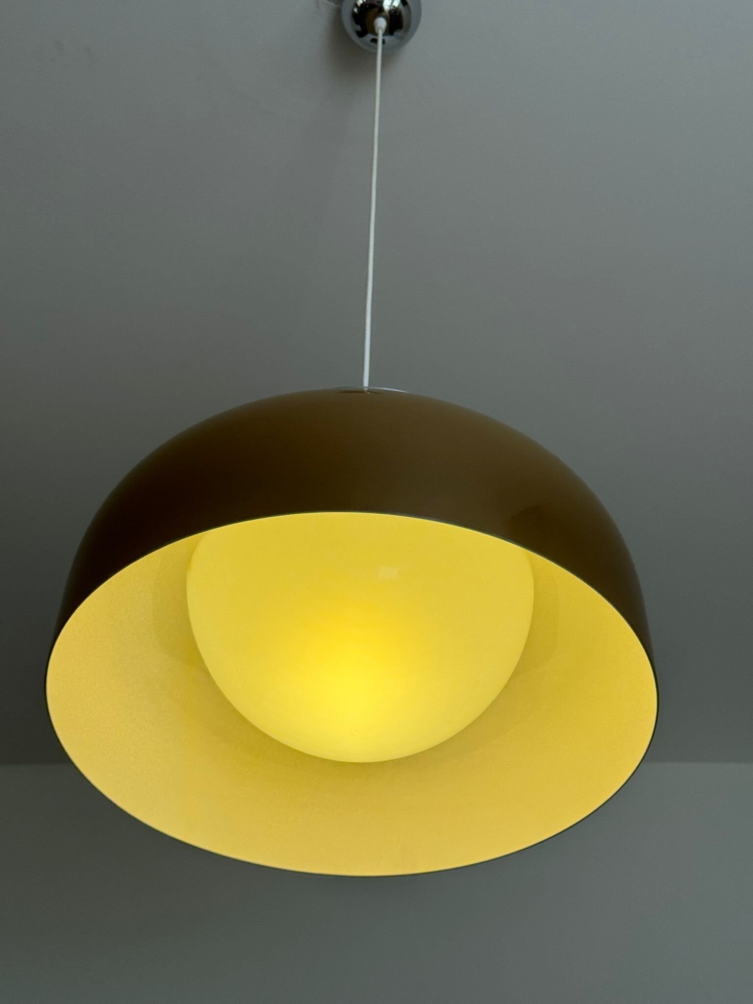 Large Vintage Brown Plexiglass Pendant Lamp / Design by Luigi Massoni ...