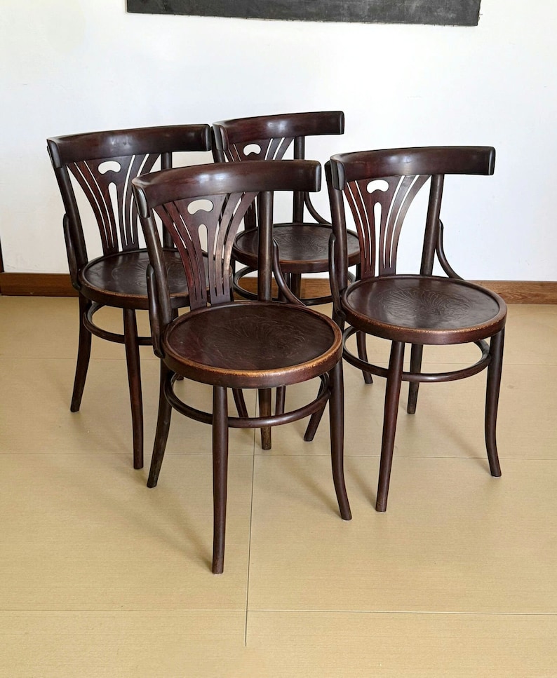 1 of 4 Vintage Chairs in Thonet Style / MID Century Dining Chairs ...