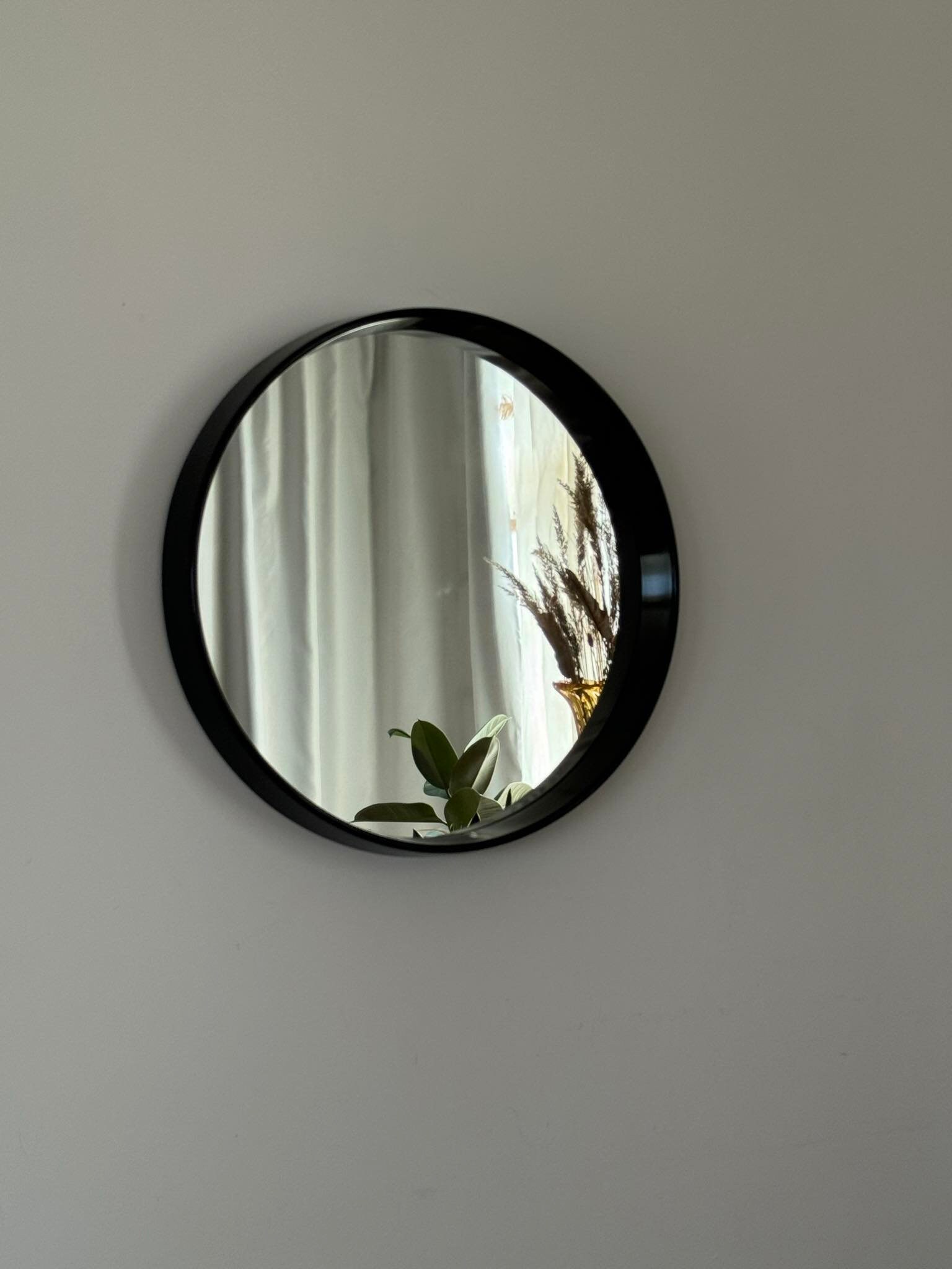 Postmodern Round Mirror / Italy / Brown Frame - Etsy