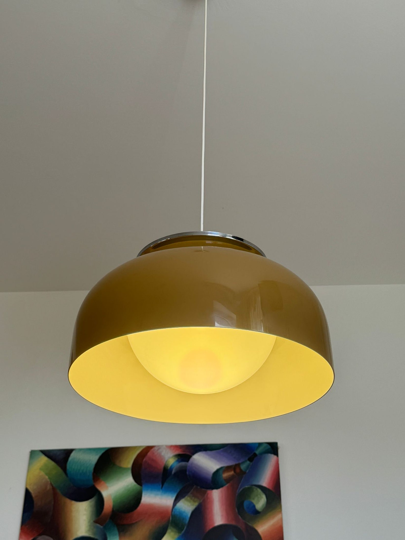 Large Vintage Brown Plexiglass Pendant Lamp / Design by Luigi Massoni ...
