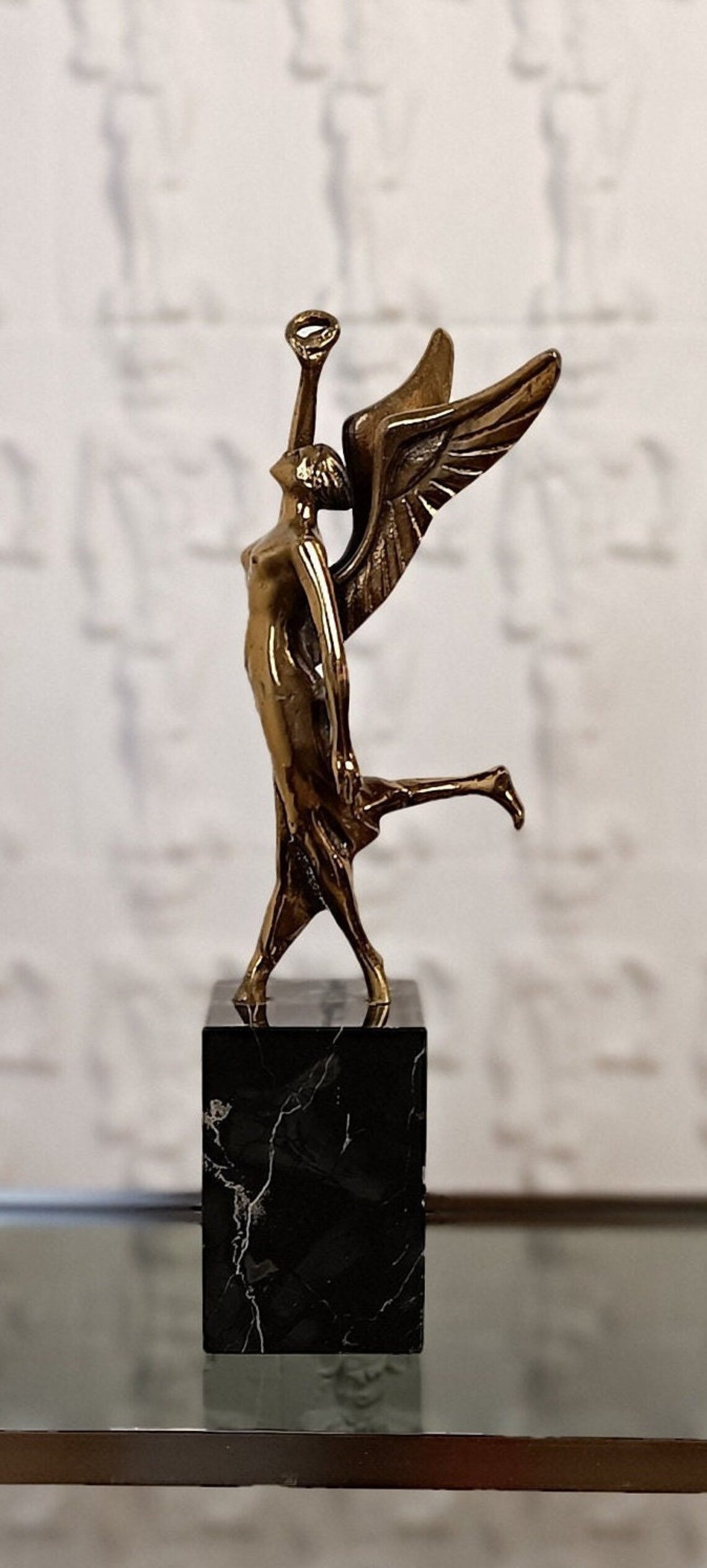 Bronze Winged Victory Figurine / Art Deco / Marble Base / Vintage ...