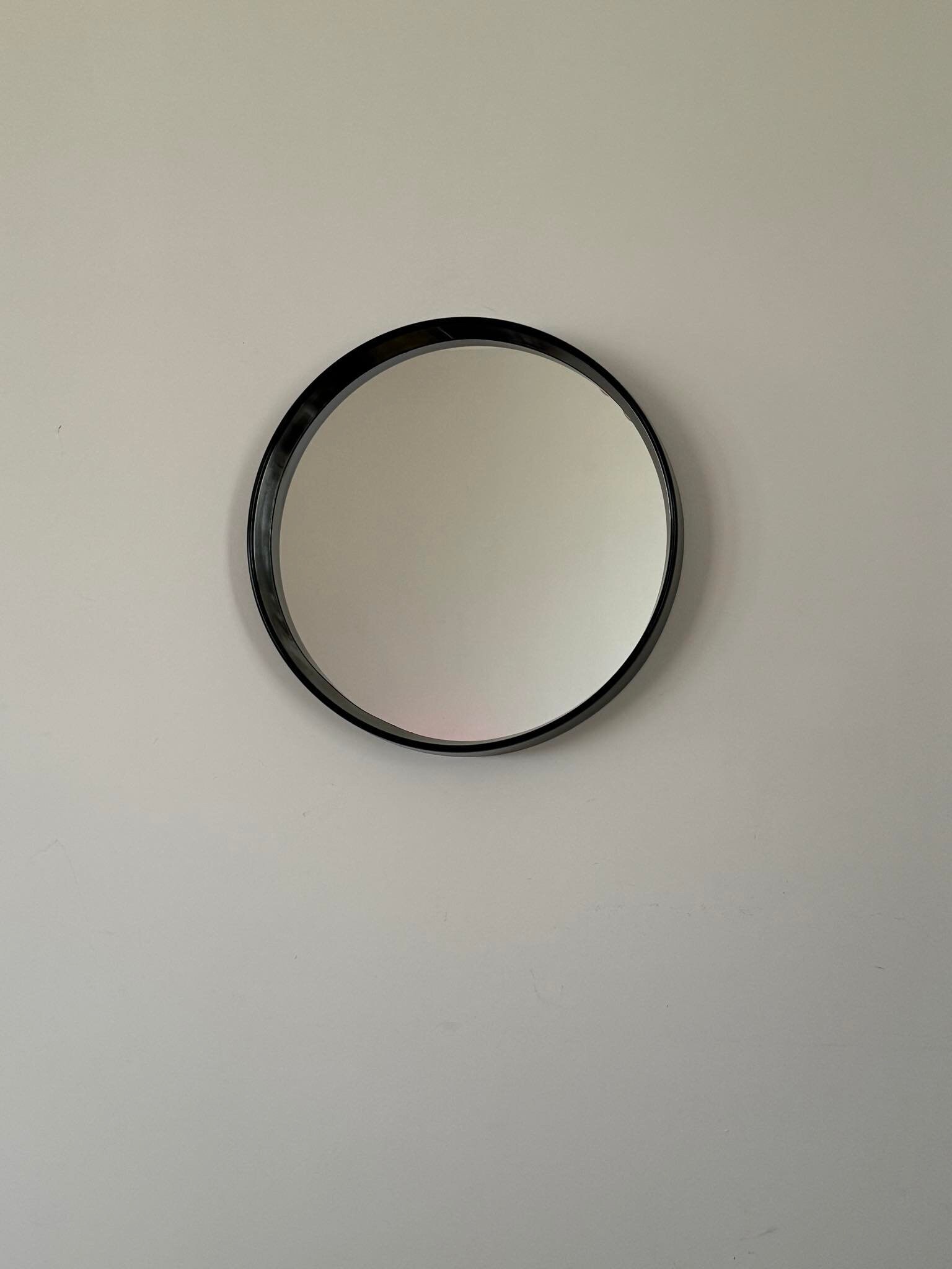 Postmodern Round Mirror / Italy / Brown Frame - Etsy