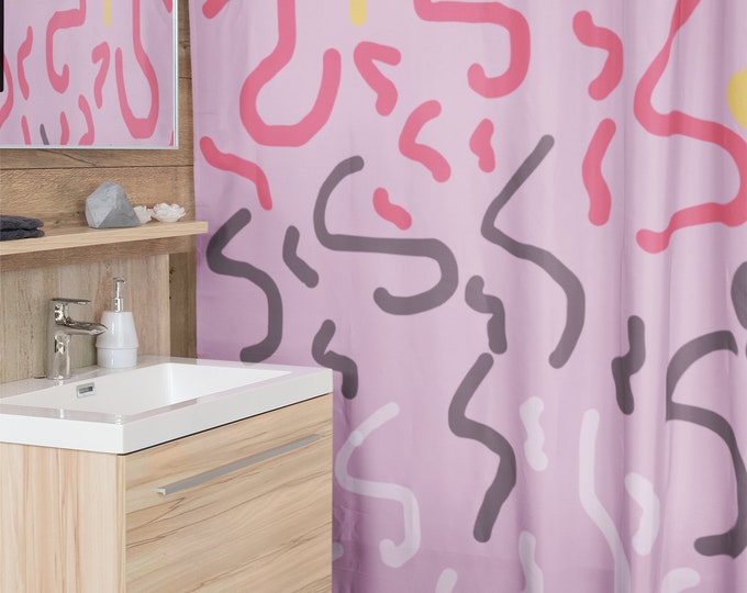 Get Naked, Pink Marble Shower Curtain - Etsy Israel