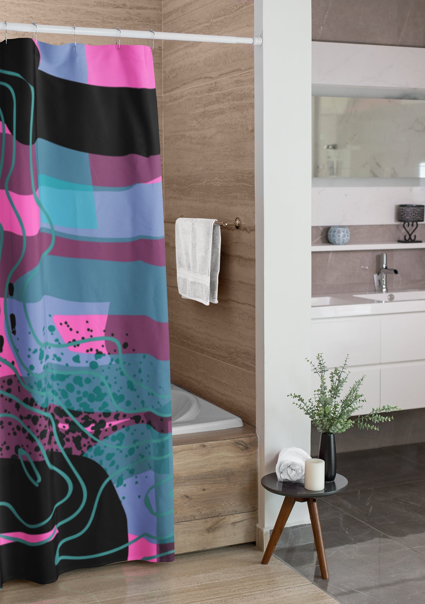 Pink Shower Curtains/bright and Modern/pink Purple/bath - Etsy