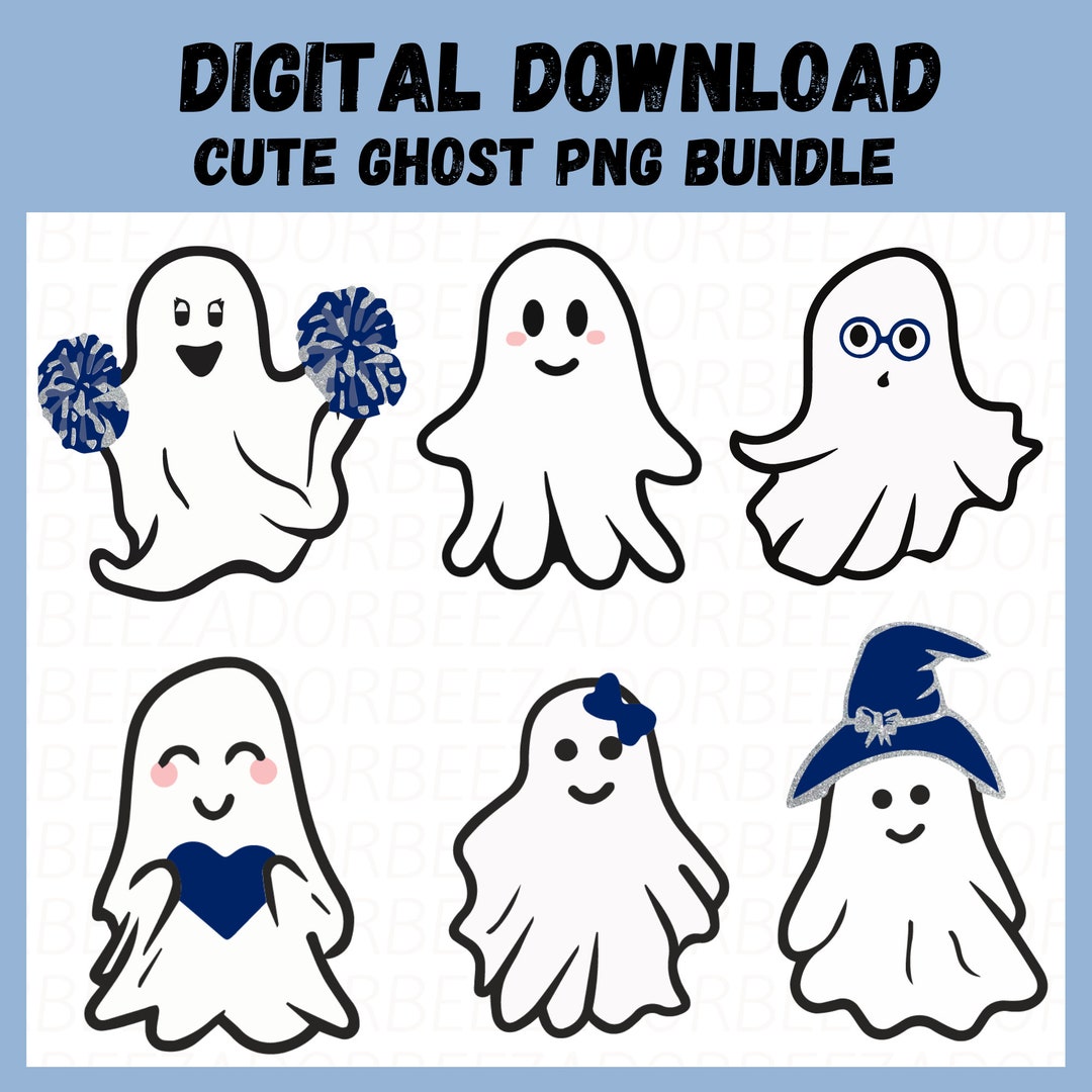 Cute Ghost Bundle, Cheerleader Ghost, Svg and Png Ghost Bundle, Blue ...