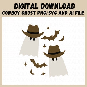 Cute Cowboy Ghost Svg and Png, Howdy Ghouls Png, Cute Ghost Halloween ...