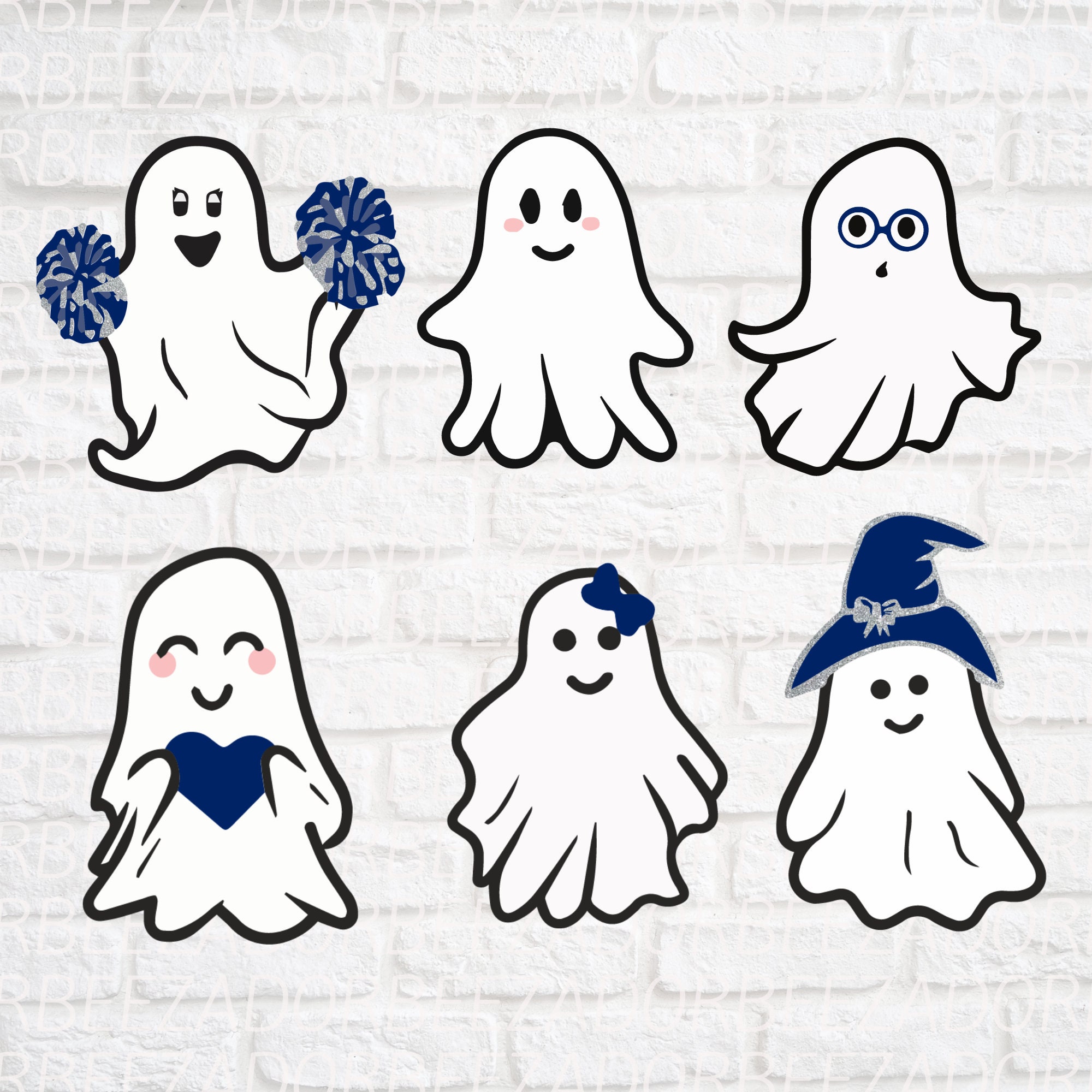 Cute Ghost Bundle, Cheerleader Ghost, Svg and Png Ghost Bundle, Blue ...