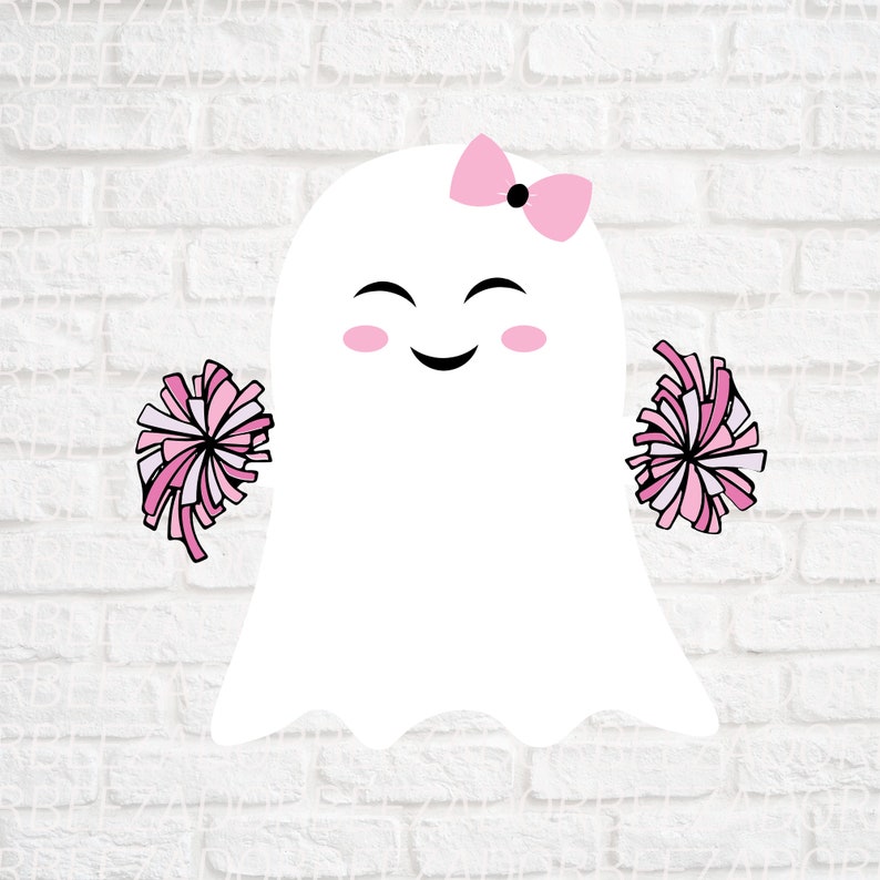 Cheerleader and Bow Ghost Svg Png Halloween, Girl Boy Ghost Svg ...