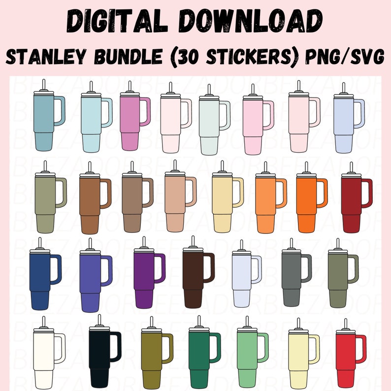 Stanley Svg and Png Bundle, 30 Stanley Stickers Png/svg/ai, Stanley ...