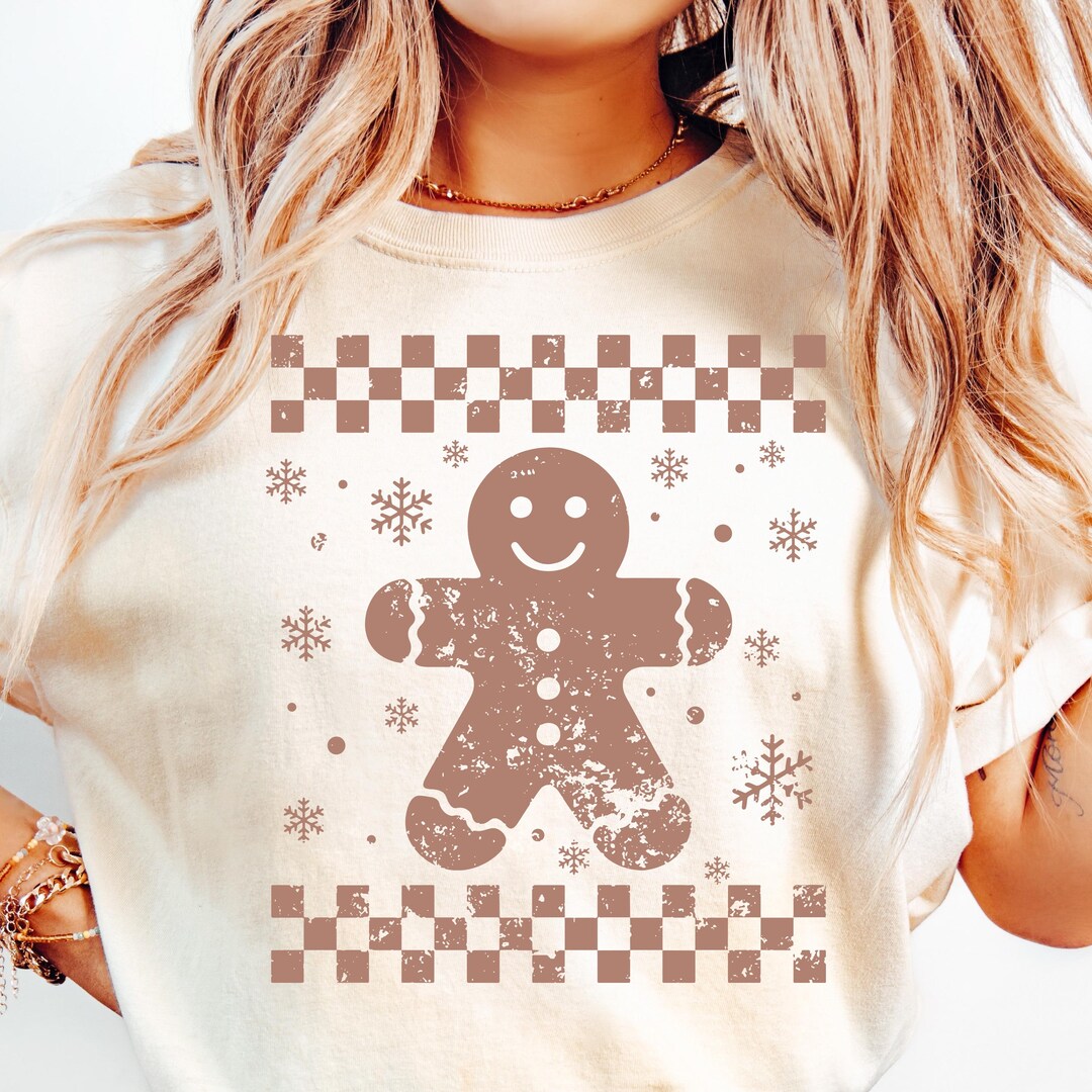 Retro Checkered Gingerbread PNG, Gingerbread Cookie, Trendy Distressed ...