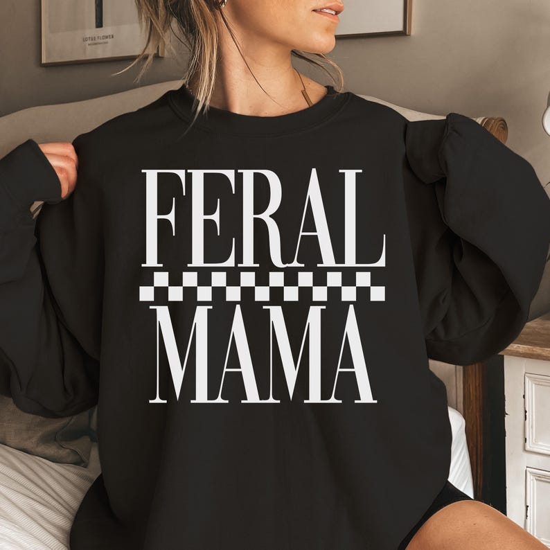 Retro Checkered Feral Mama SVG PNG - Sarcastic Mom Shirt (digital ...