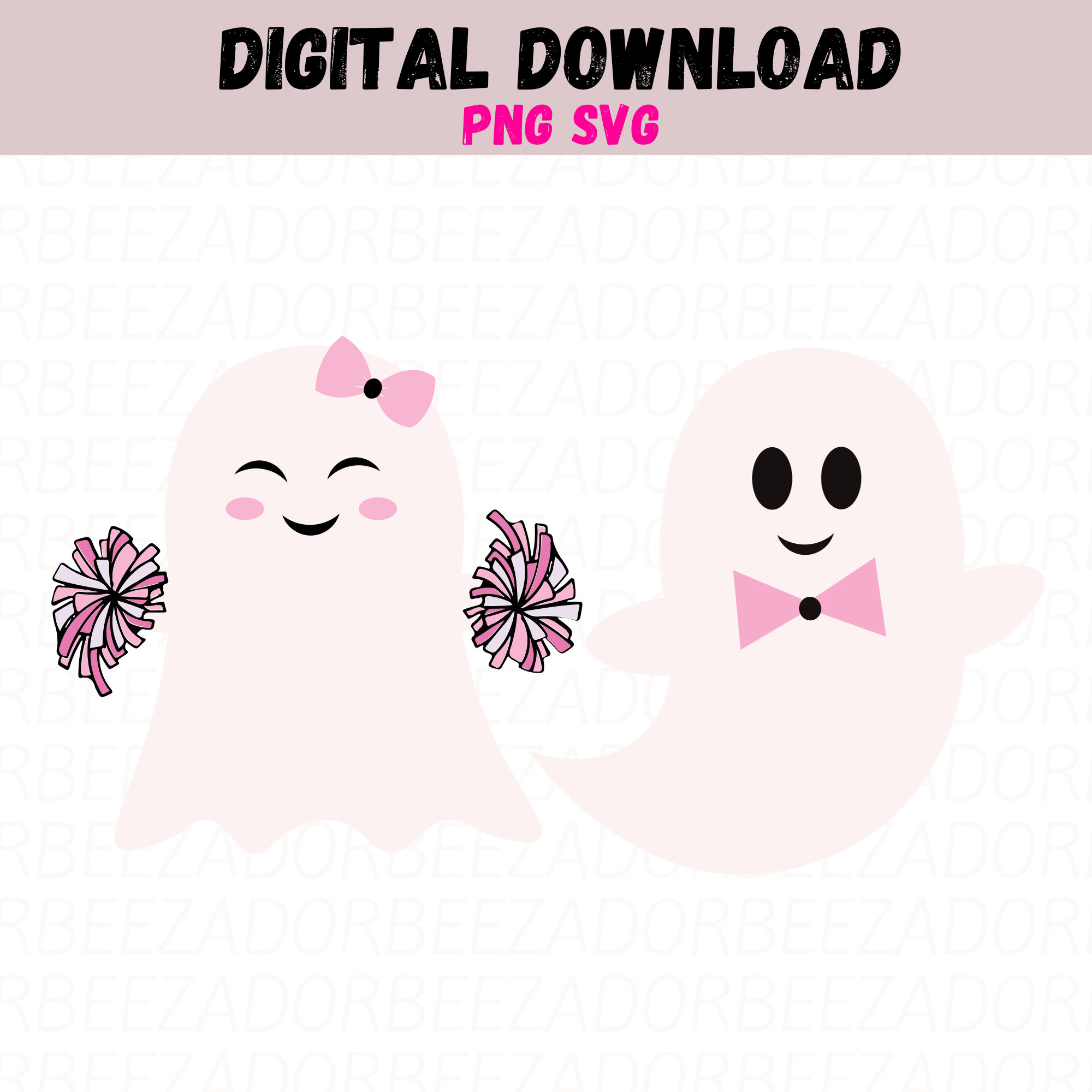 Cheerleader and Bow Ghost Svg Png Halloween, Girl Boy Ghost Svg ...