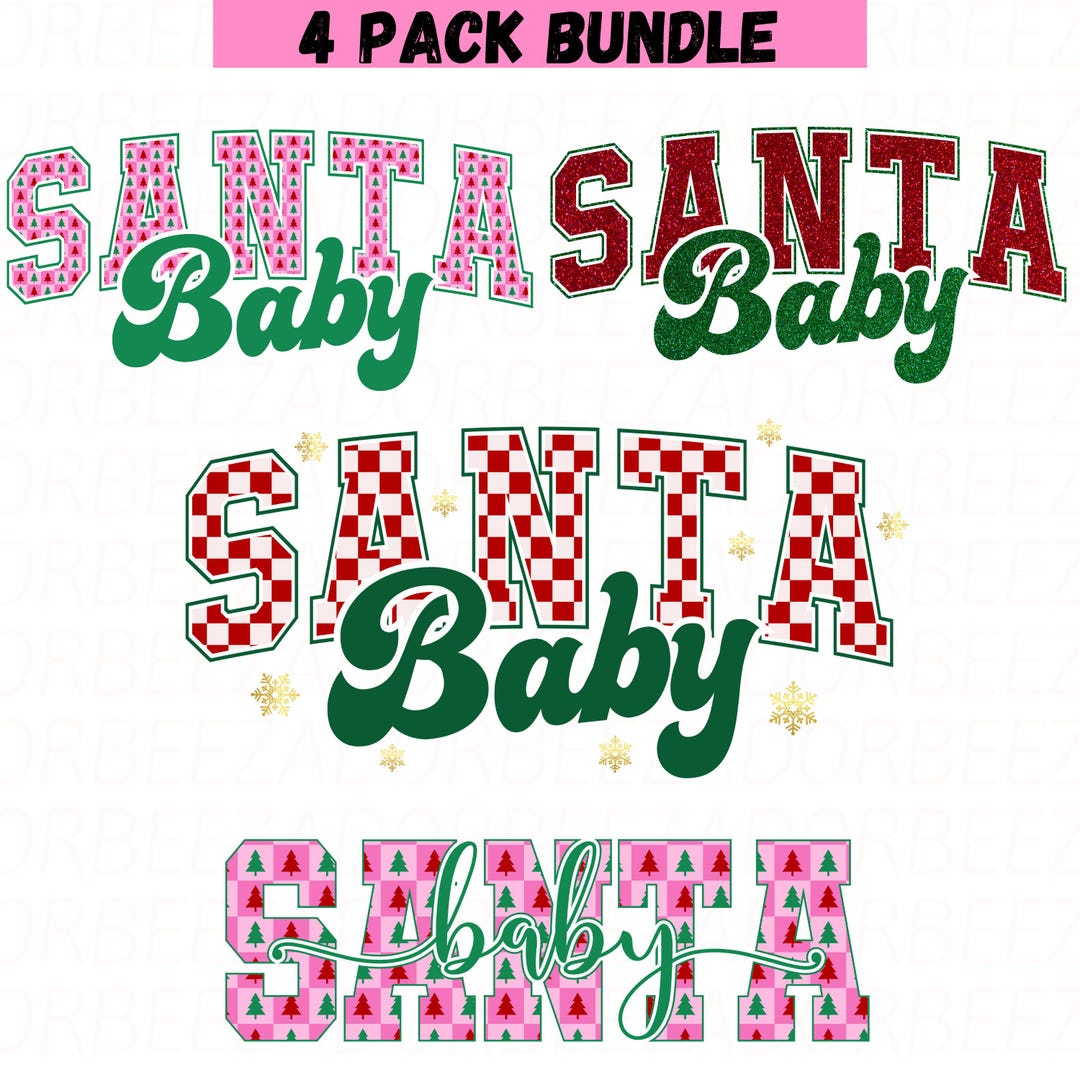 Santa Baby Png, Checkered Santa Baby Png, Glitter Christmas Png ...