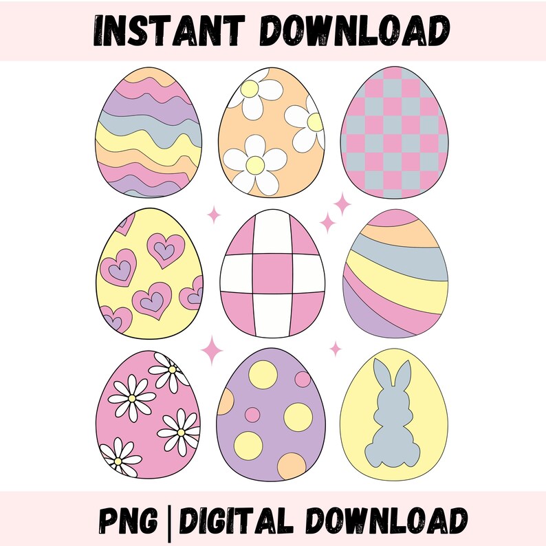 Retro Preppy Easter Eggs Png, Girly Easter Png, Easter Floral Png ...