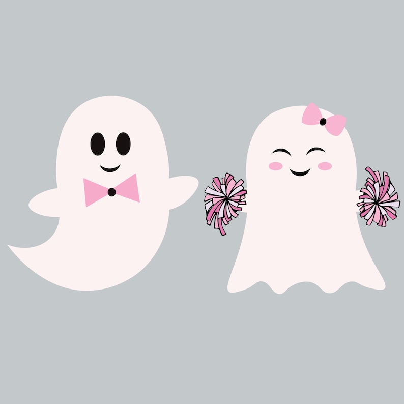 Cheerleader and Bow Ghost Svg Png Halloween, Girl Boy Ghost Svg ...