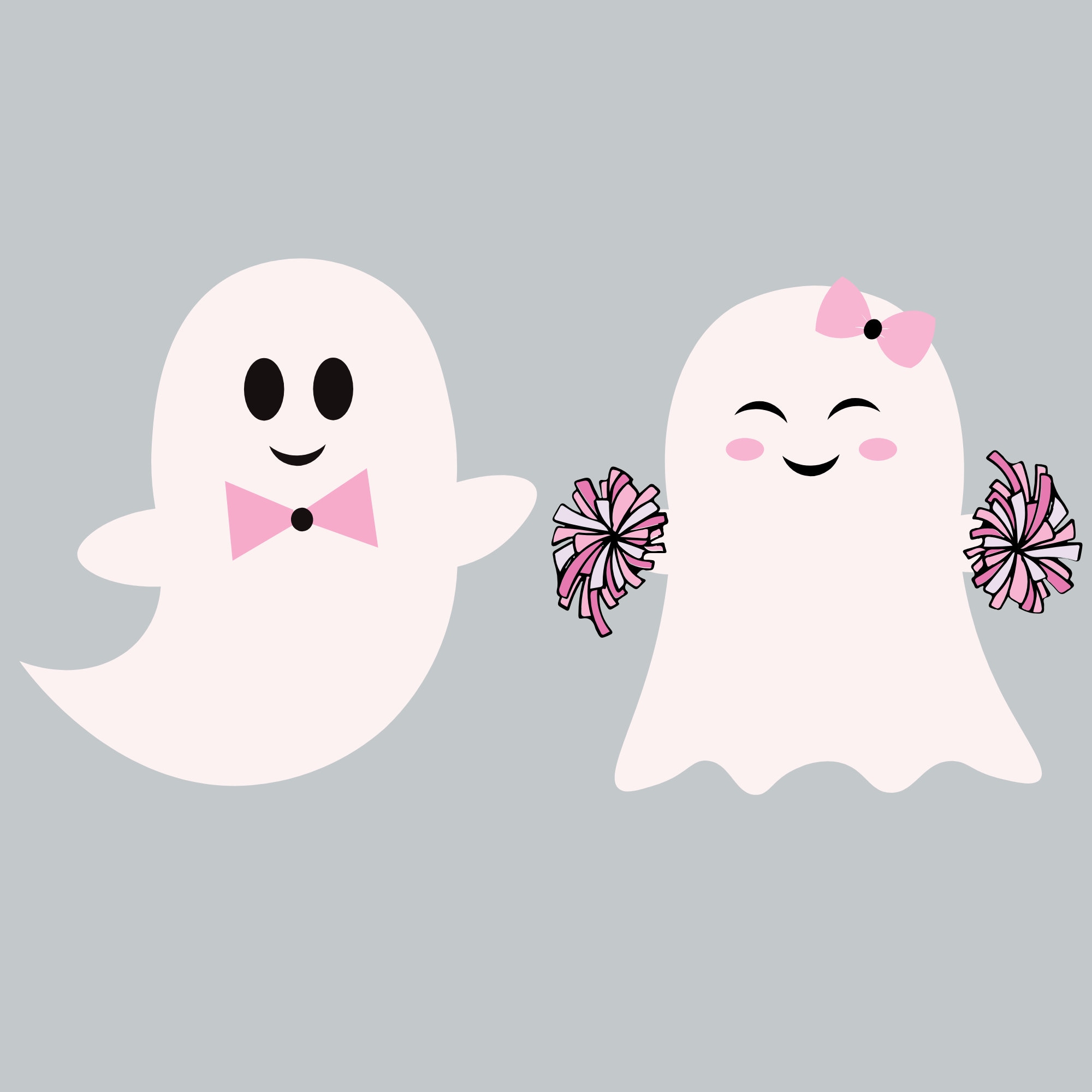 Cheerleader and Bow Ghost Svg Png Halloween, Girl Boy Ghost Svg ...